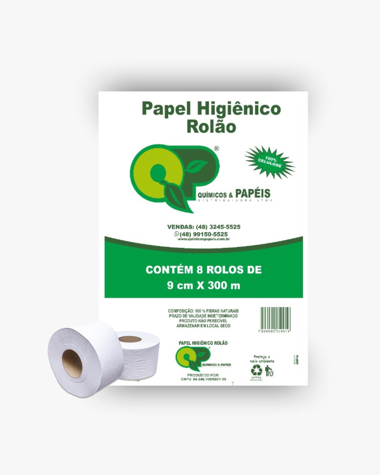 Papel Higiênico Rolão c/8 rolos de 300m cada qp - Químicos & Papéis